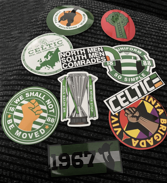 10 Pack Of Celtic FC Stickers | Celtic Football Pin Badges